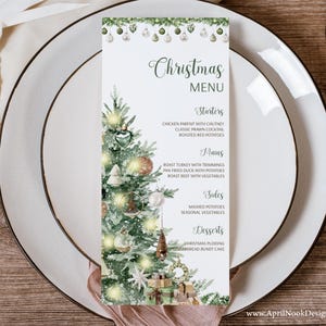 Editable Christmas Tree Party Menu Template-holiday Party Menu Card ...