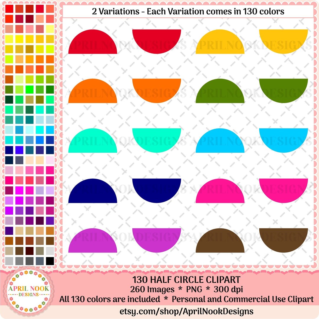 130 Half Circle Clipart ECLP GOODNOTES Planner Printable Bright Blank ...