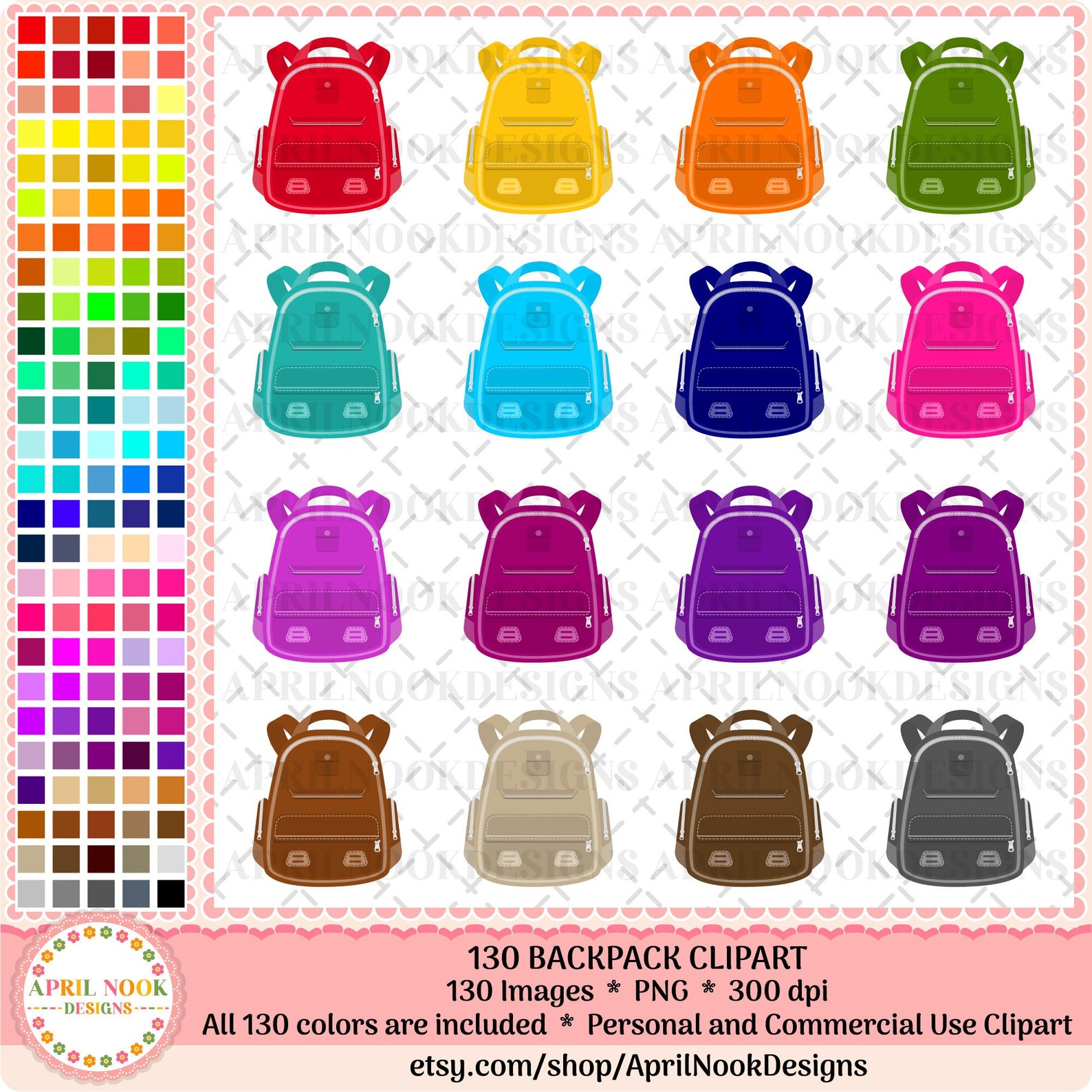 130 Backpack Clipart-back to School Clipart-travel Clipart-digital ...