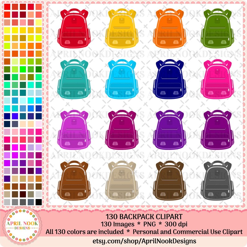 130 Backpack Clipart-back to School Clipart-travel Clipart-digital ...