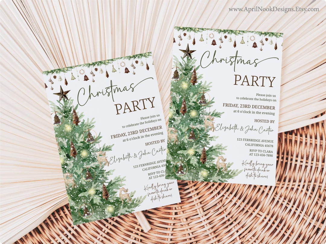 Editable Christmas Tree Party Invitation-holiday Tree Invitation-modern ...