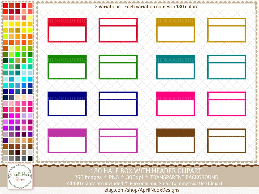 130 Half Box With Header Clipart-rainbow Header Half Box Functional ...