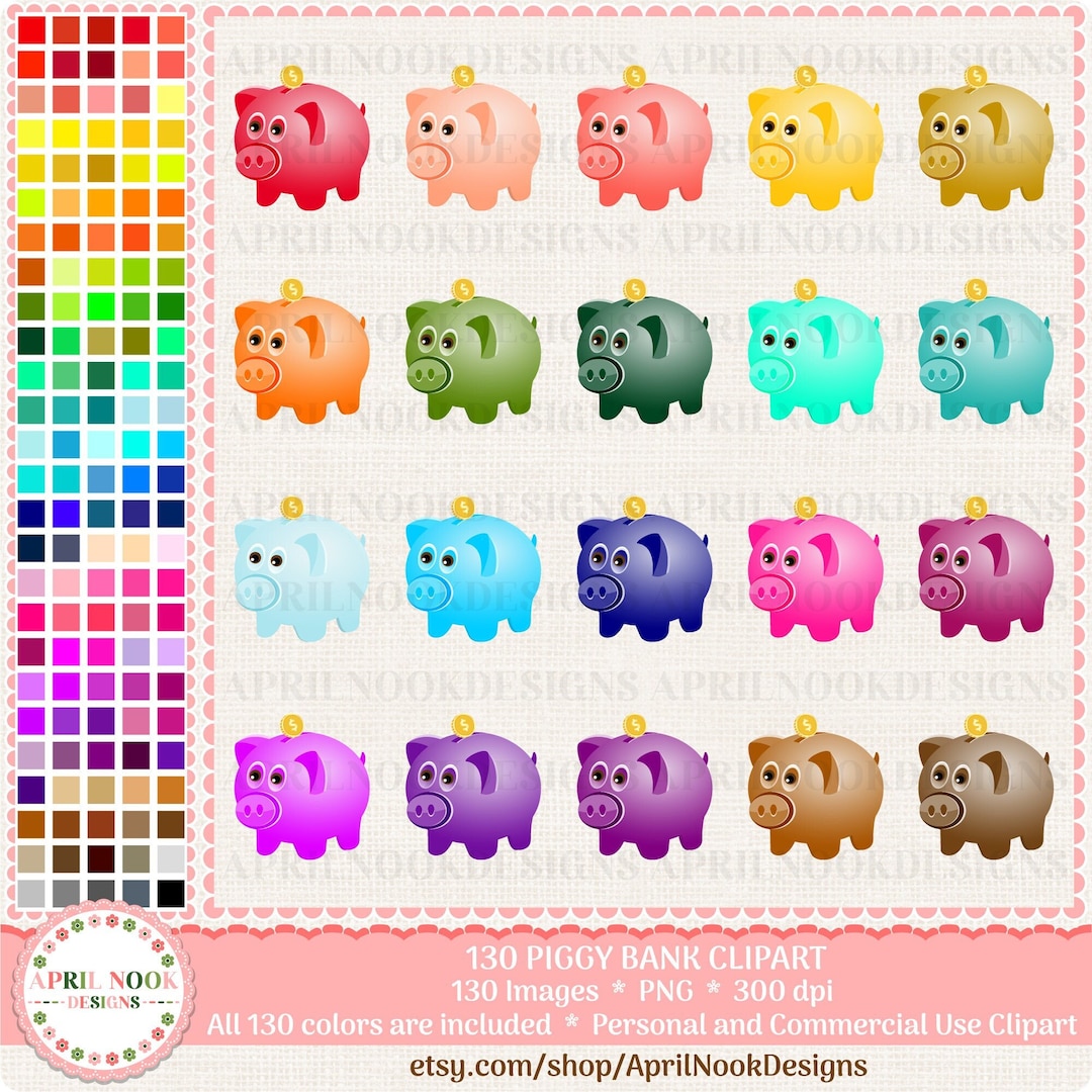 130 Piggy Bank Clipart-money Clipart-money Bank Clipart-rainbow Piggy ...