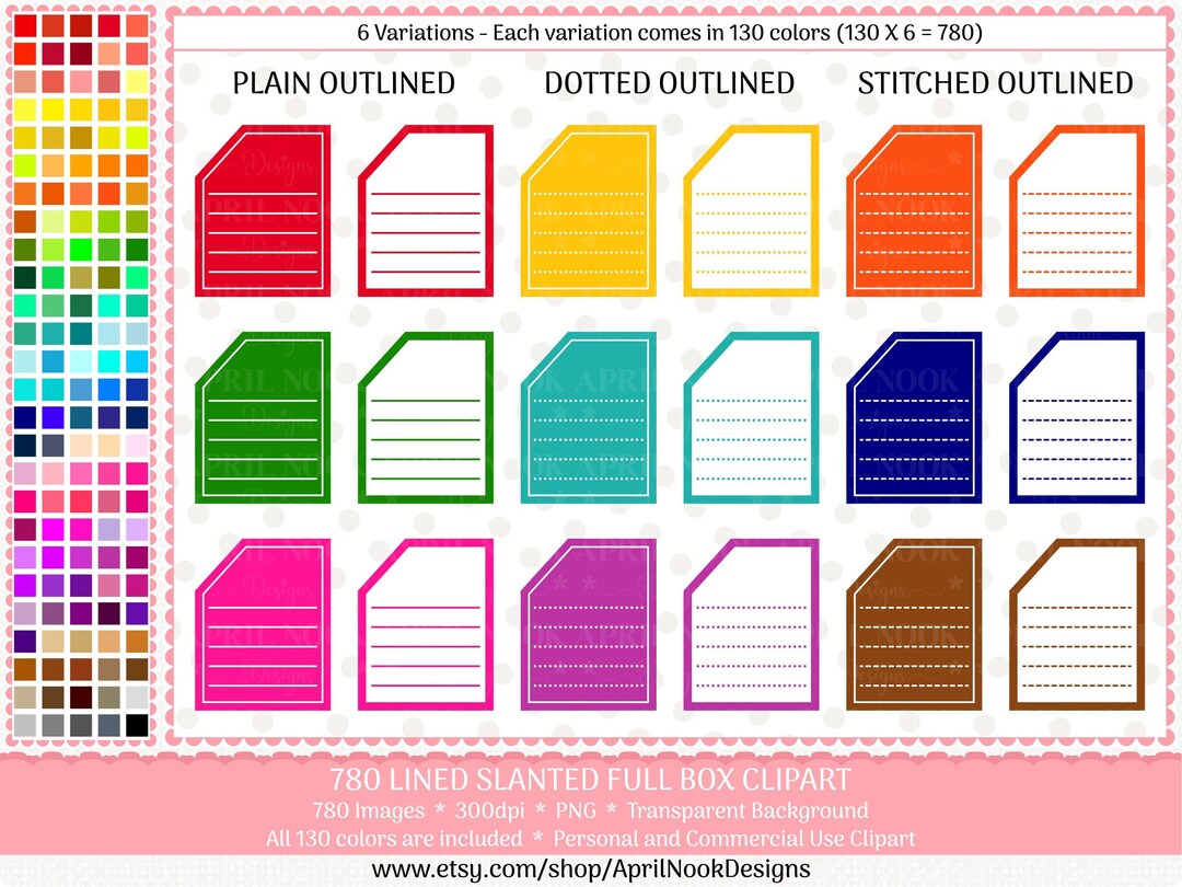780 Lined Slanted Full Box Clipart-eclp Happy Planner Bright Lined Full ...