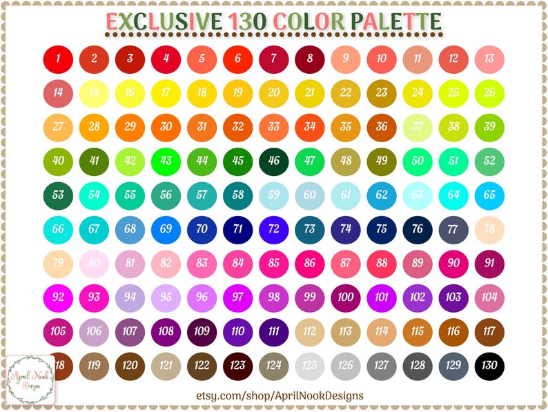 130 Scalloped Circle Frames Clipart-eclp Colorful Bright Round Planner ...