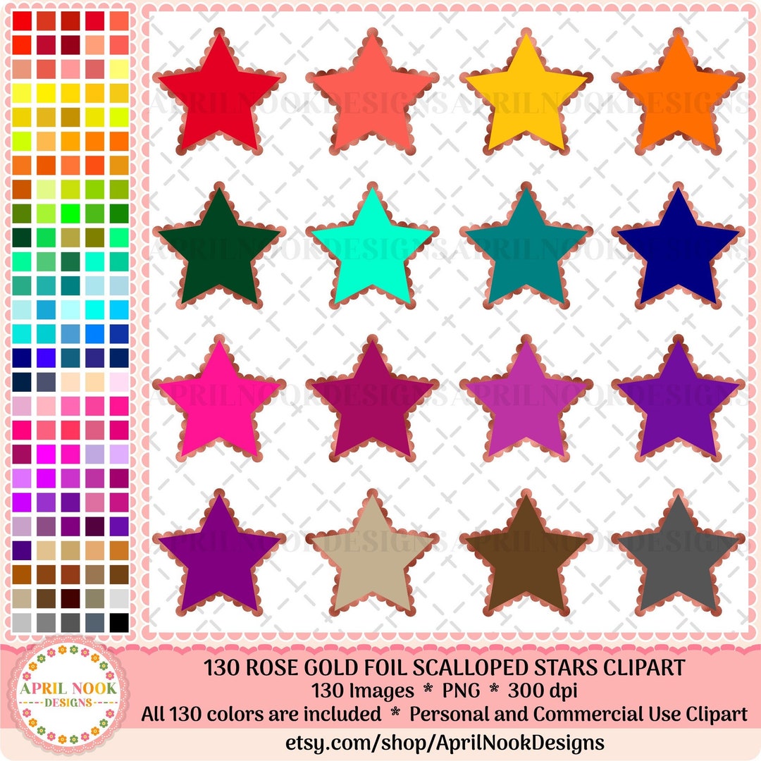 130 Rose Gold Scalloped Star Clipart - Etsy