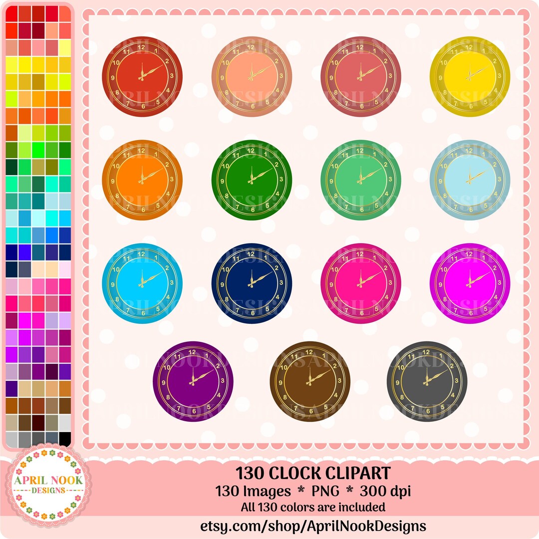 130 Clock Clipart Bright Clocks Png Gold Frame Wall Clock - Etsy