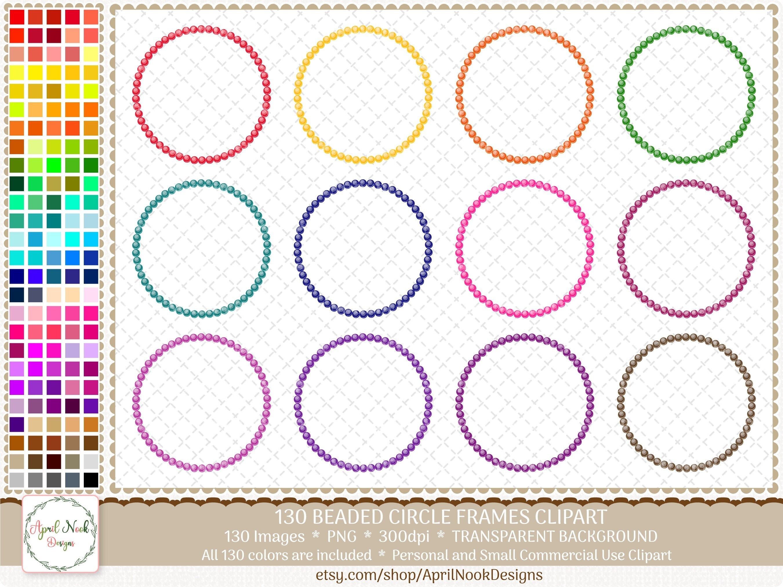 130 Beaded Circle Frames Clipart-eclp & Happy Planner Rainbow Circle ...
