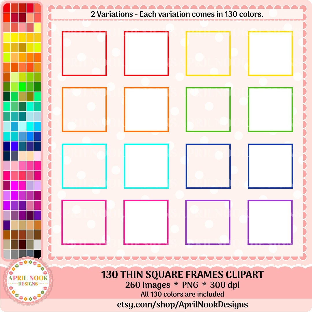 130 Thin Square Frames Clipart Digital Pastel Photo Frames - Etsy