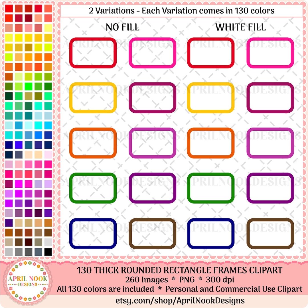 130 Thick Rounded Rectangle Frames Clipart- Digital Rectangle Frames ...