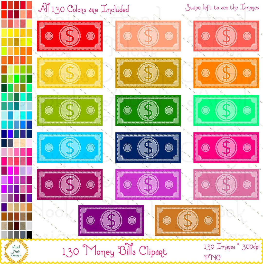 130 Money Bills Clipart Money Clipart Dollar Bills Money - Etsy