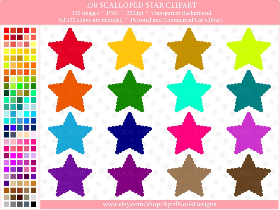 130 Scalloped Star Clipart-eclp GOODNOTES Rainbow Scallop Star Stickers ...