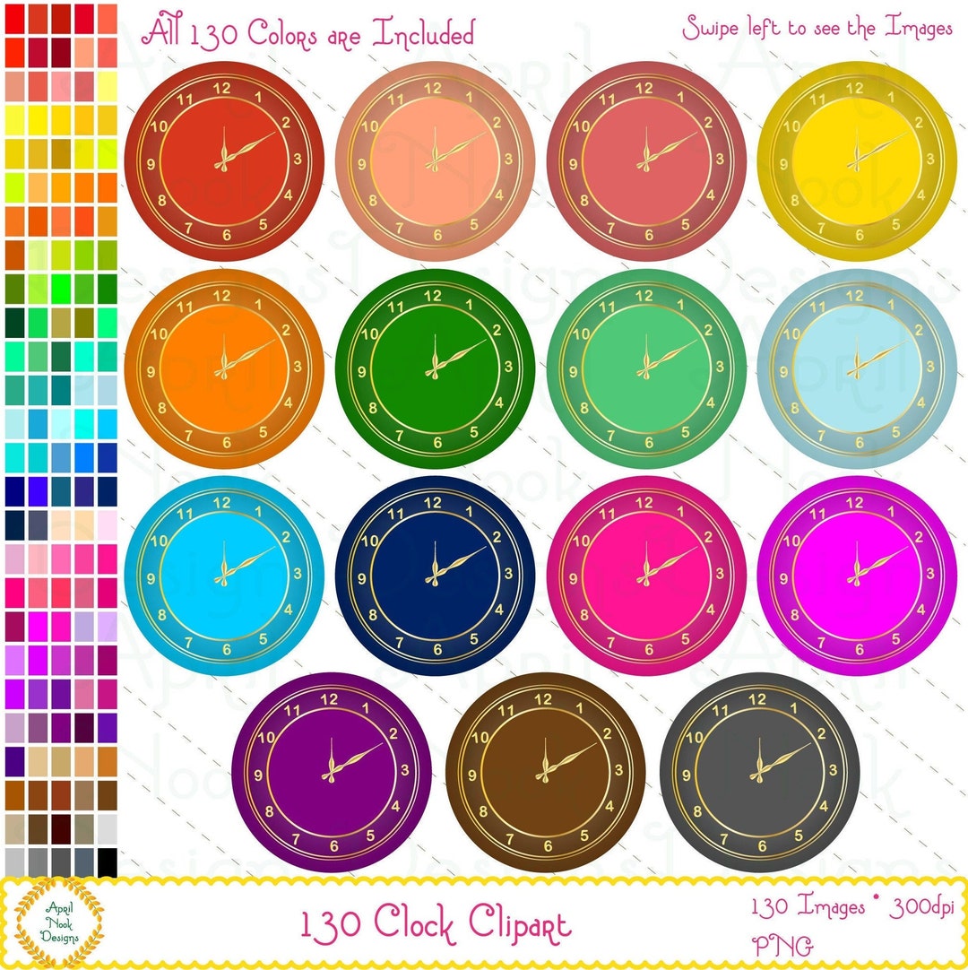 130 Clock Clipart Bright Clocks Png Gold Frame Wall Clock - Etsy