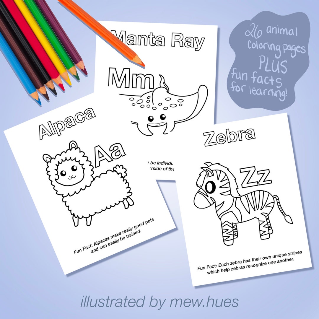 Alphabet Animal Coloring Book - Etsy