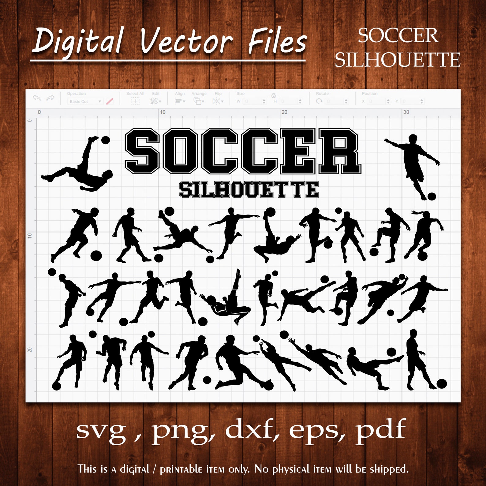 Soccer Silhouette Svg Bundle Sport Stickers Pack Vector Player Football ...
