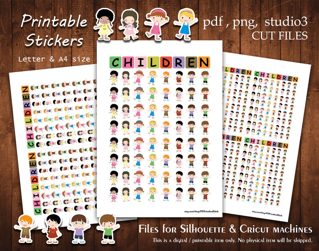 Children Kids Printable Stickers Collection Planner Cut A4 - Etsy