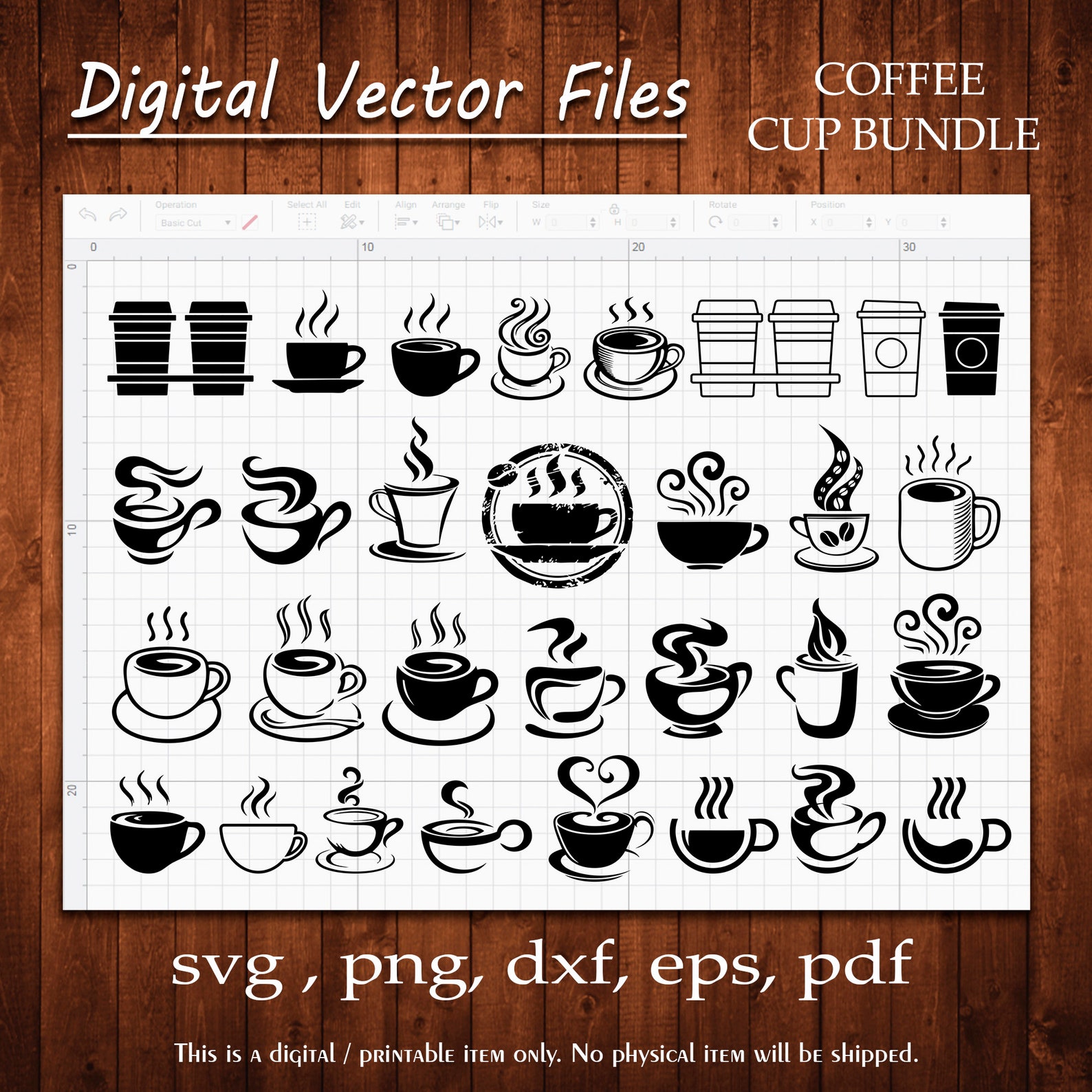 Coffee Cup Bundle Svg Clipart Silhouette Sticker Funny Vector Cut Decal ...