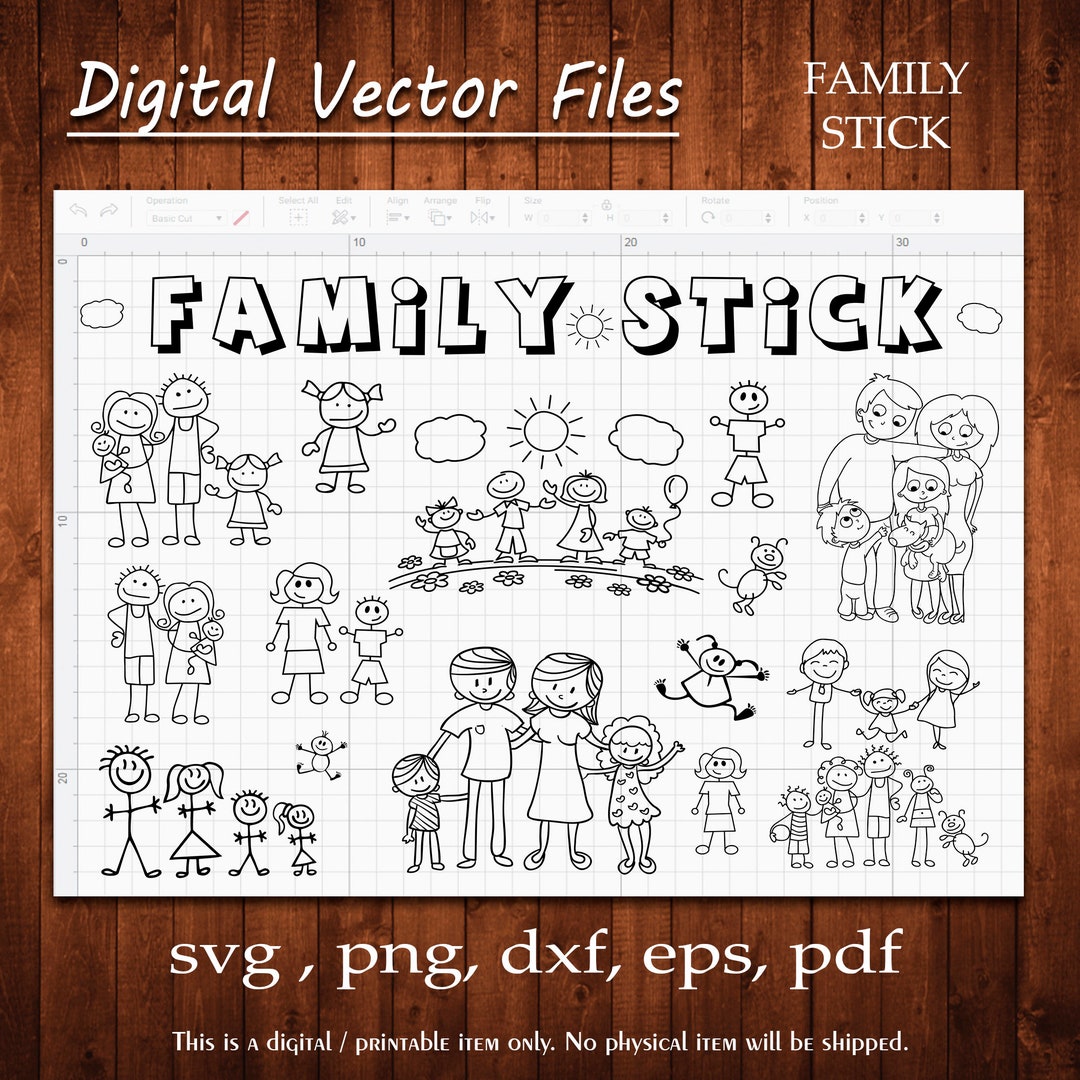 Family Stickers Svg Bundle Printable Sticker Cut People Stick Figures ...