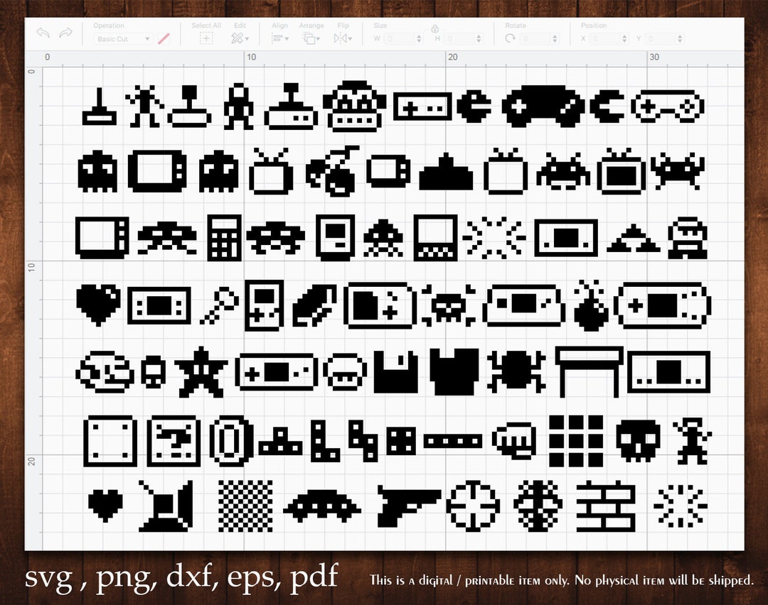 Pixel Icons Gamer Bundle Svg Silhouette Stickers Retro Games Vector Cut ...