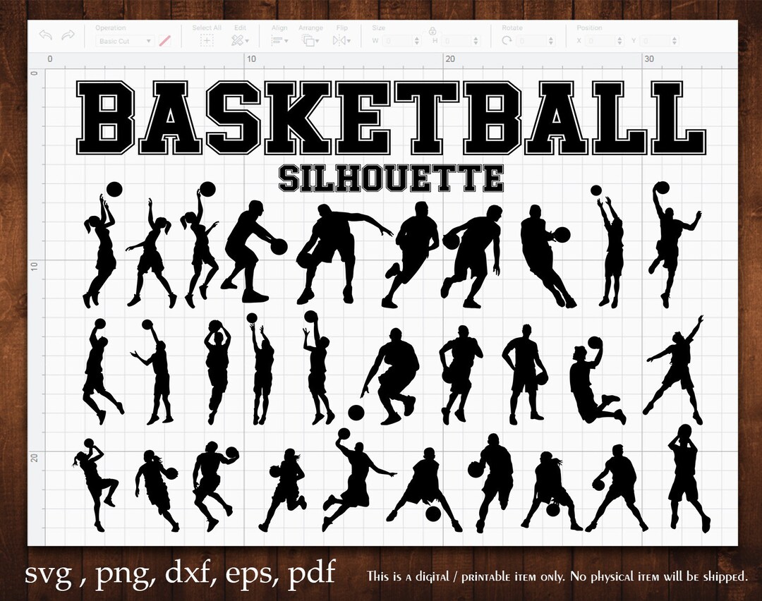 Basketball Silhouette Svg Bundle Sport Stickers Pack Vector Basketball ...