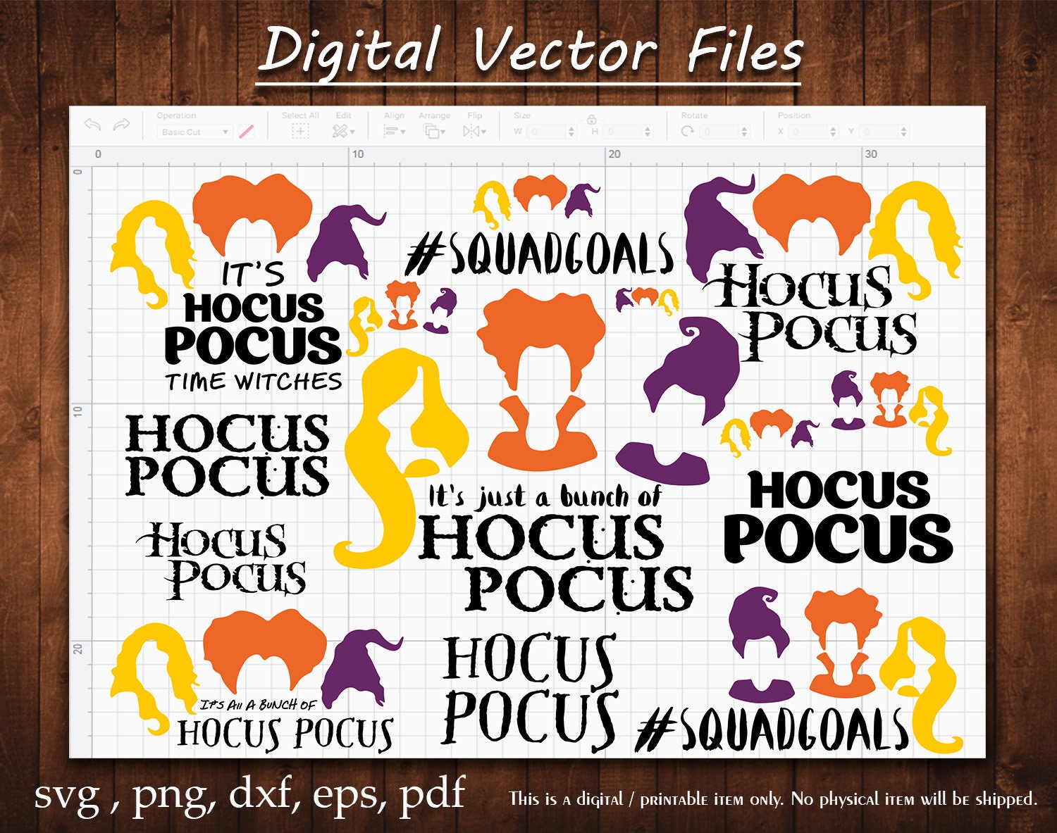 Hocus Pocus Svg Halloween Bundle Silhouette Stickers Witches Vector Cut ...