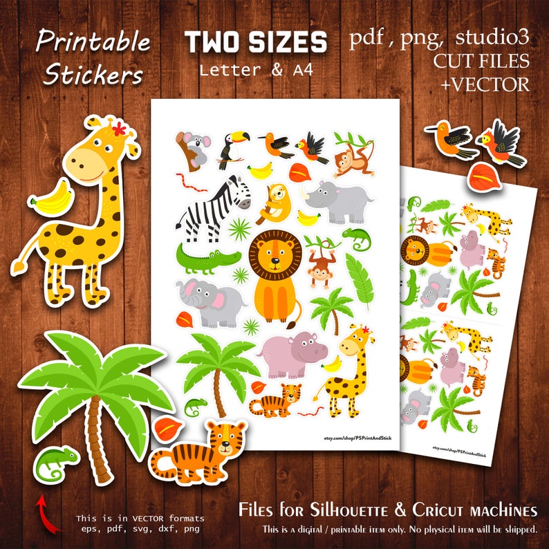 Baby Jungle Animal Printable Stickers Bundle Baby Planner Cut Stickers ...