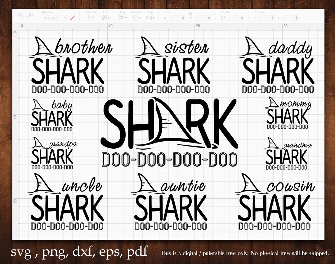 Shark Family Svg Bundle Printable Stickers Cut Doo Doo Doo Vector Files ...