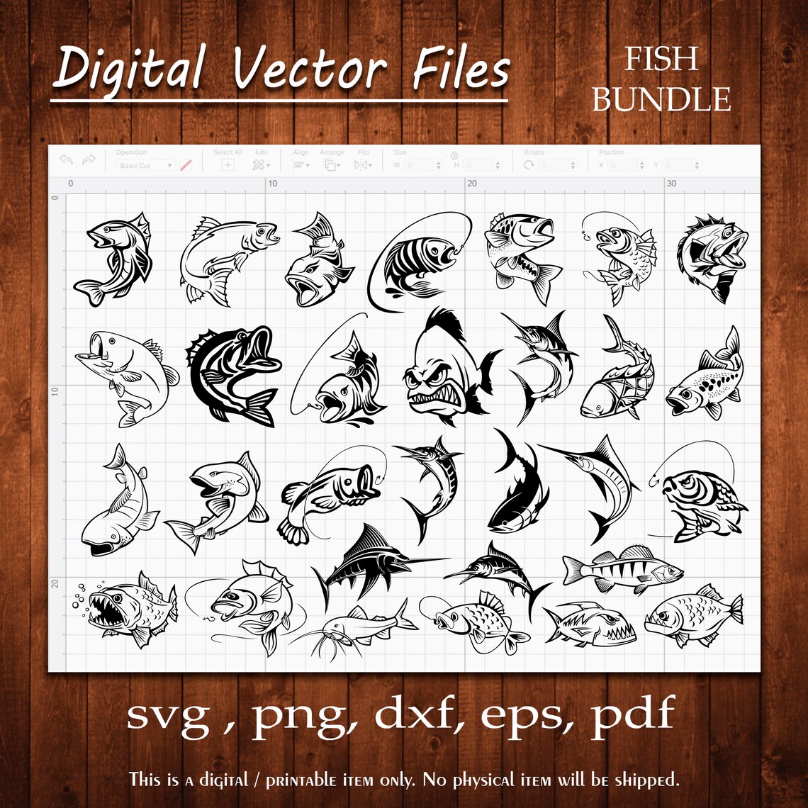 Fish Bundle Svg Fishing Silhouette Walleye Stickers Fishing Vector ...