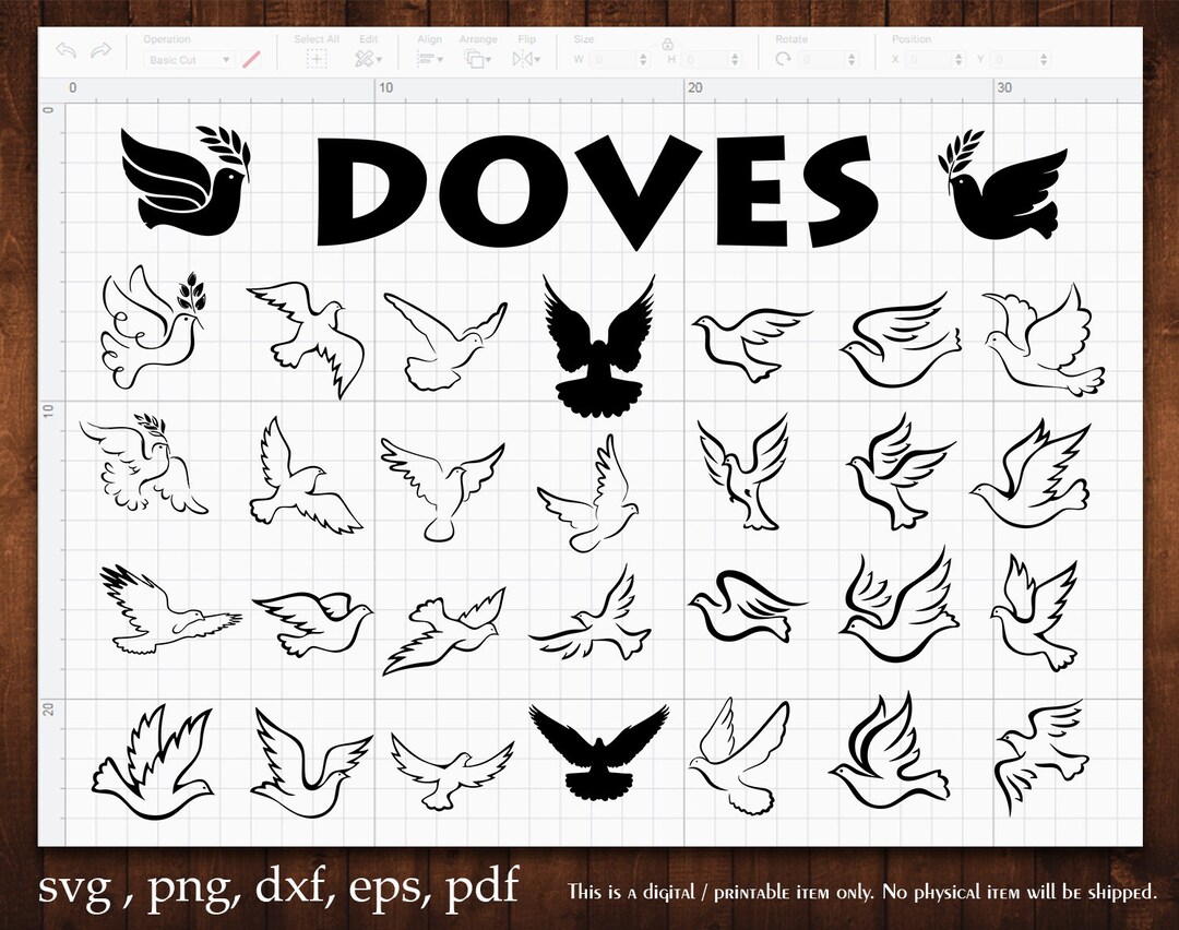 Doves Svg Bundle Pigeon Silhouette Bird Stickers Peace Vector Flying ...