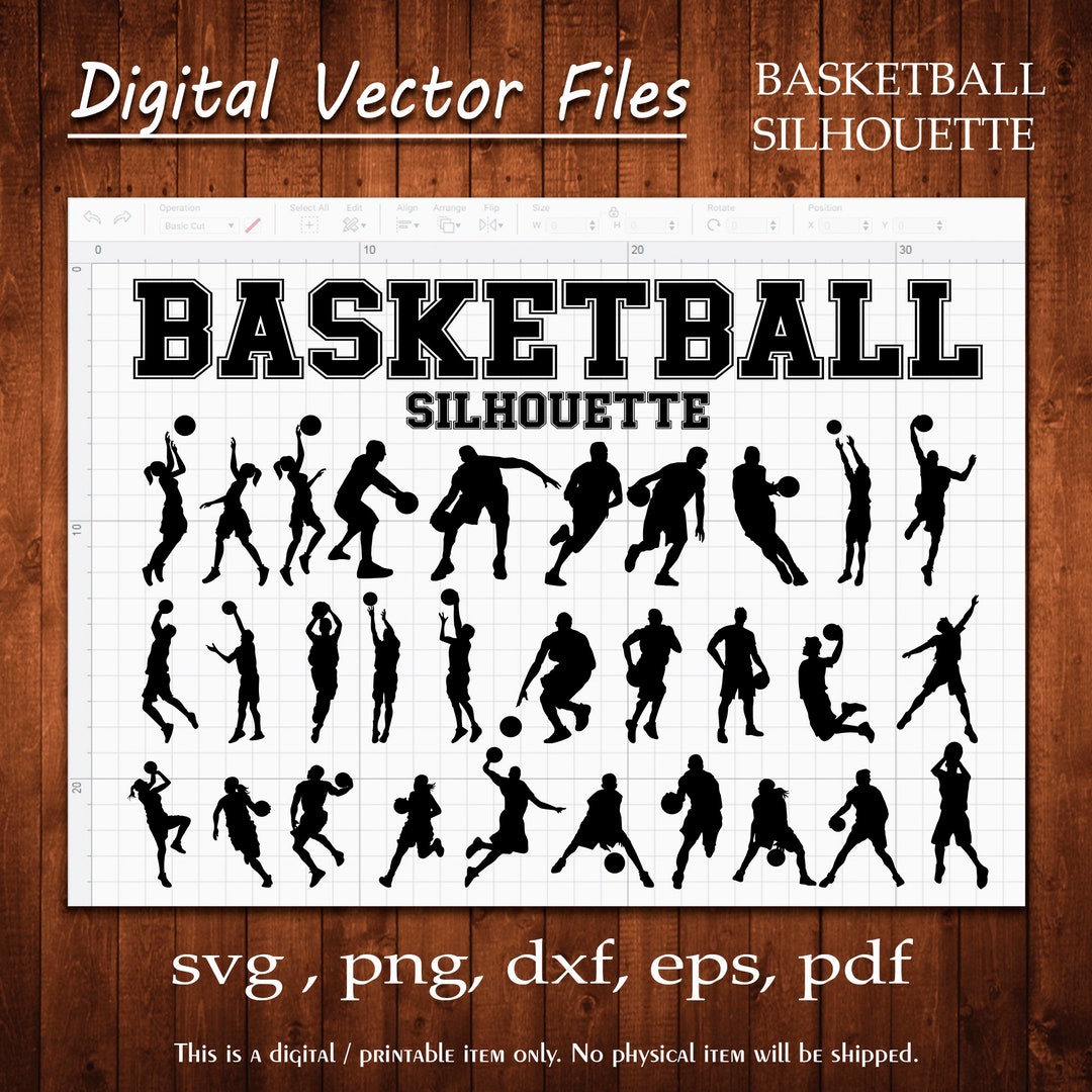 Basketball Silhouette Svg Bundle Sport Stickers Pack Vector Basketball ...