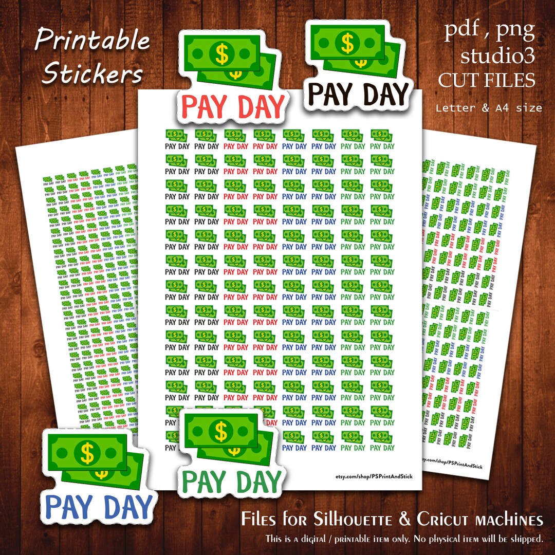 Pay Day Planner - Printable Stickers Collection Planner Cut A4 Letter ...