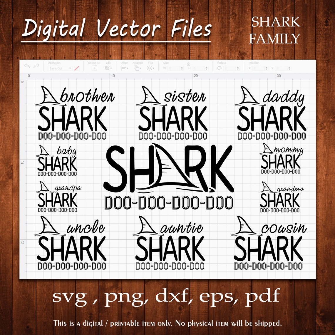 Shark Family Svg Bundle Printable Stickers Cut Doo Doo Doo Vector Files ...