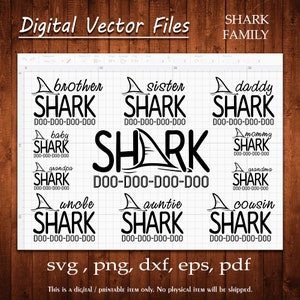 Shark Family Svg Bundle Printable Stickers Cut Doo Doo Doo Vector Files ...
