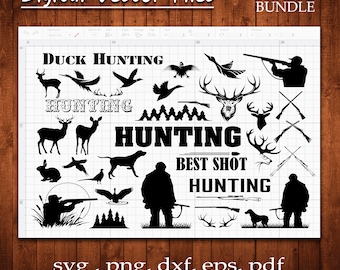 Hunting Svg Bundle Hunt Silhouette Stickers Duck Vector Hunter Cut ...