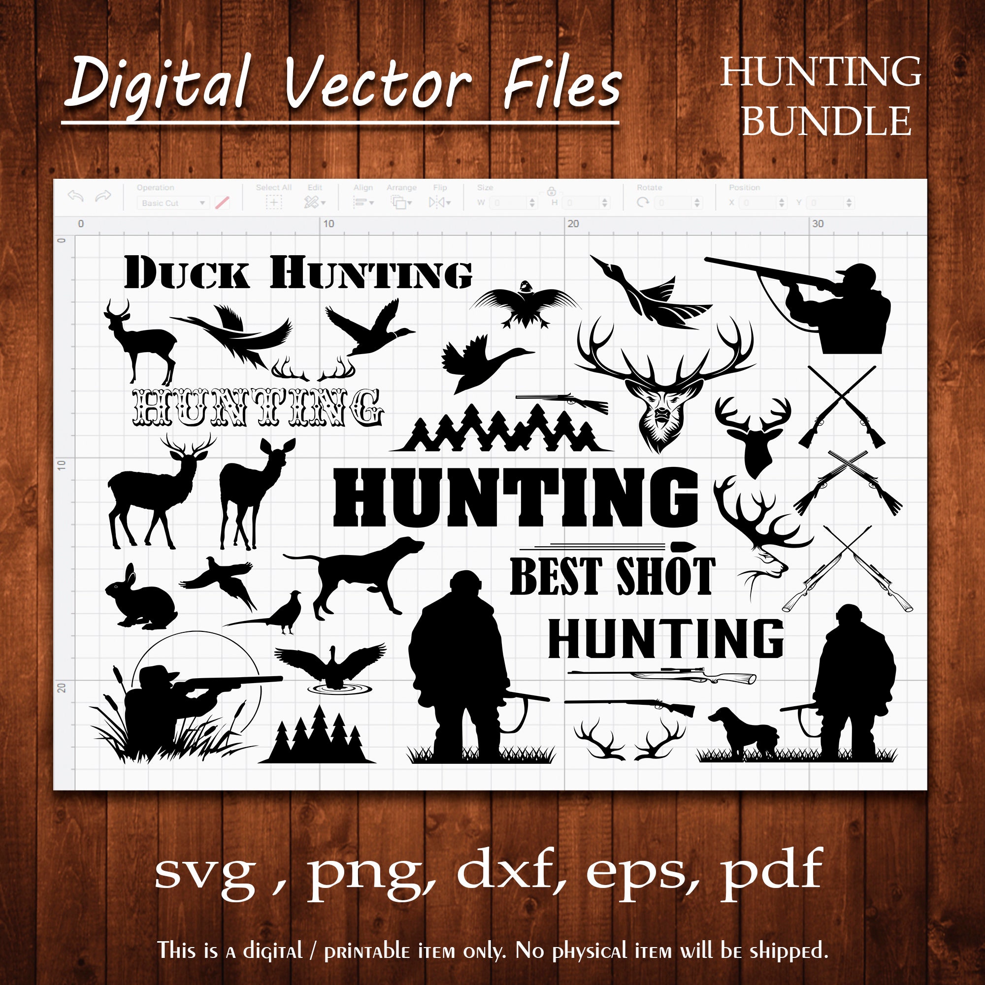 Hunting Svg Bundle Hunt Silhouette Stickers Duck Vector Hunter Cut ...