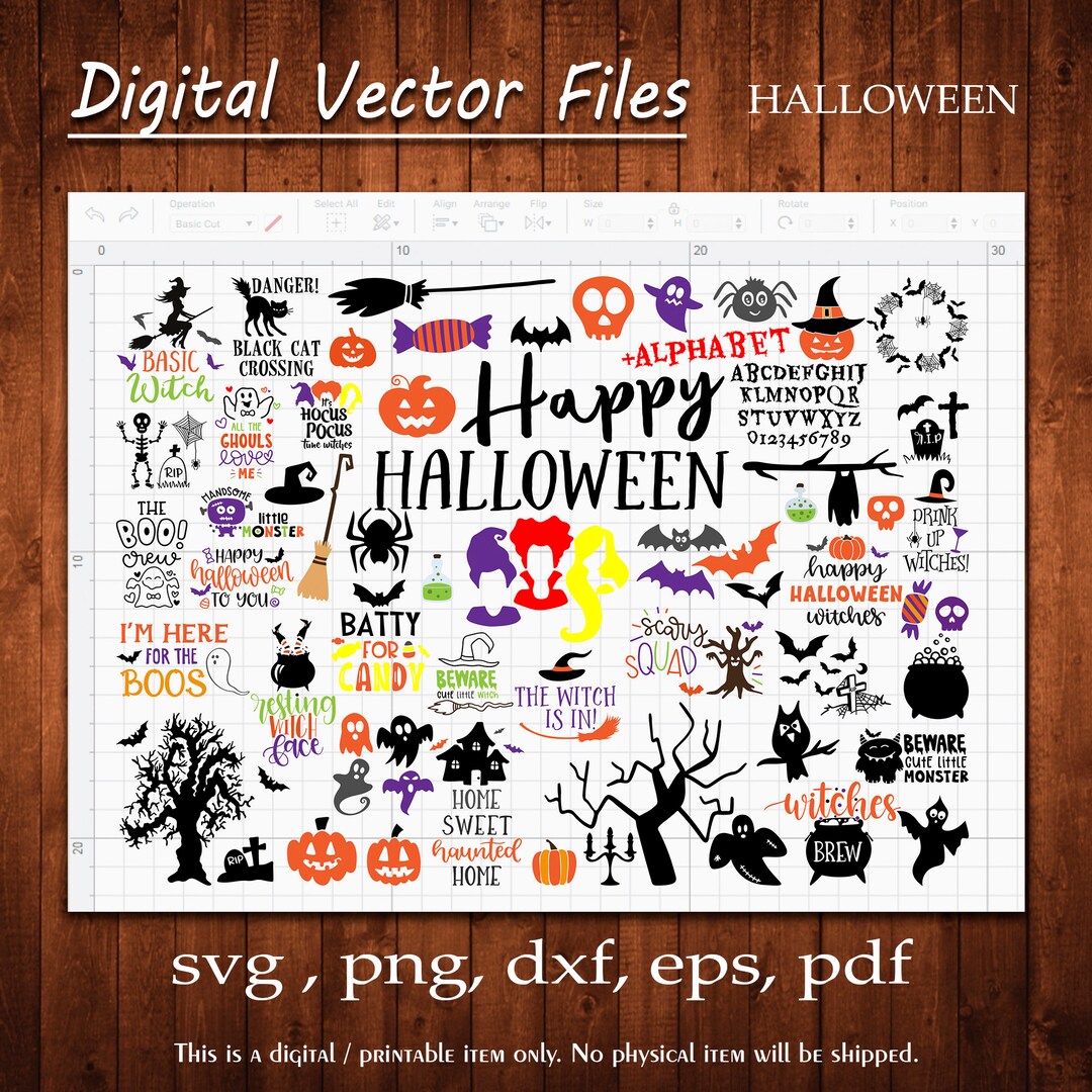 Halloween Svg Bundle Silhouette Stickers Witch Vector Ghost Cut Decal ...
