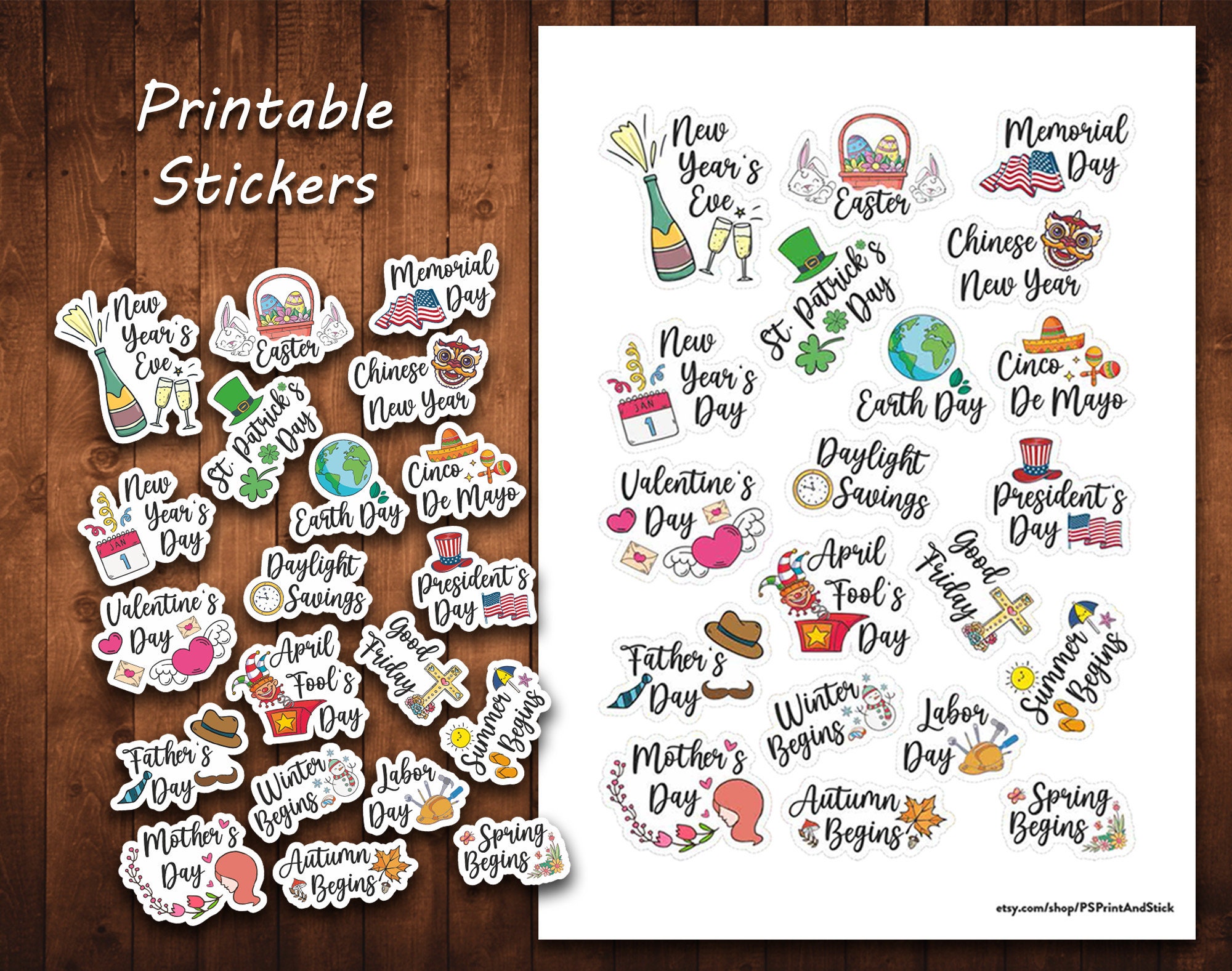 Yearly USA Holidays Sticker - Printable Stickers Collection Planner Cut ...