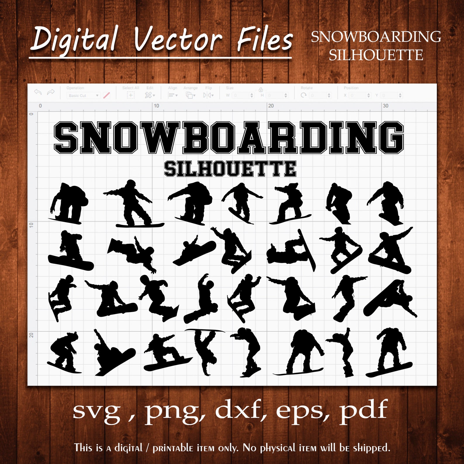 Snowboarding Silhouette Svg Bundle Winter Sport Stickers Snowboarder ...