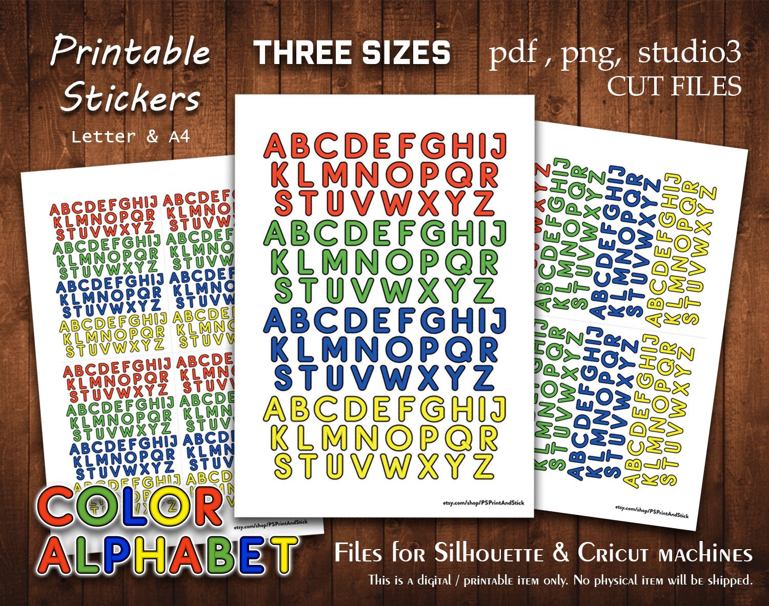 Color Alphabet Font Printable Downloads Stickers Collection Planner Cut ...