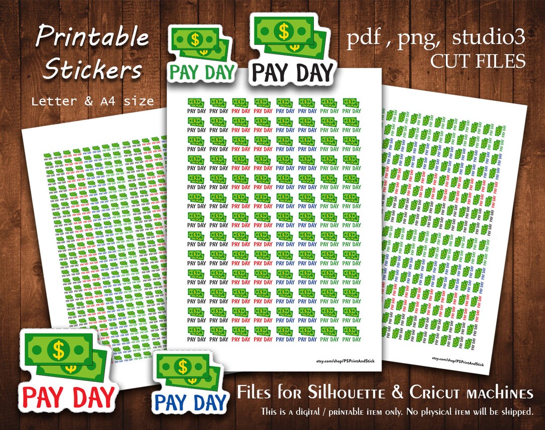 Pay Day Planner Printable Stickers Collection Planner Cut A4 Letter ...
