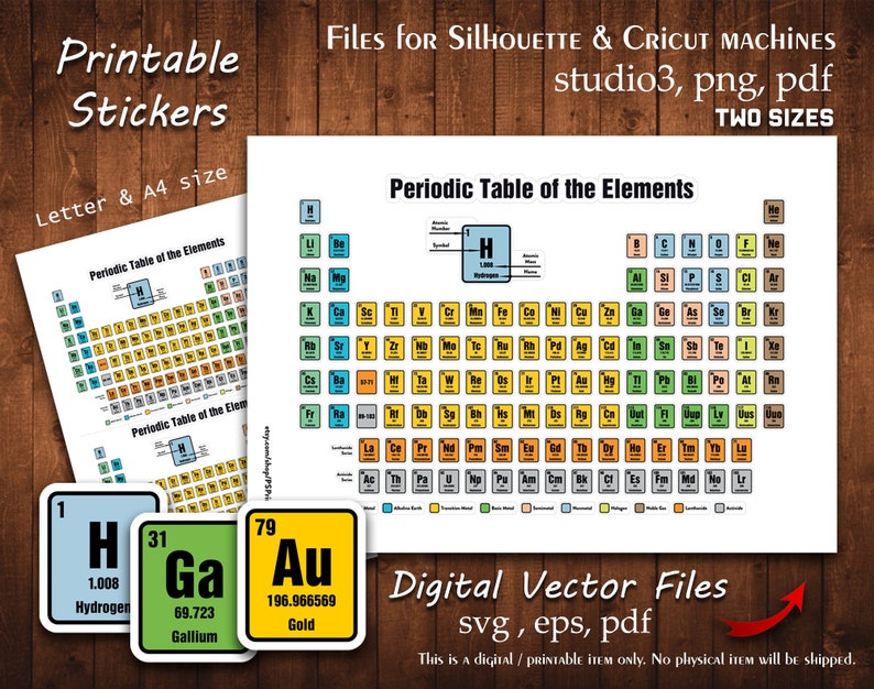 Periodic Table Printable Downloads Stickers Collection Planner Cut A4 ...