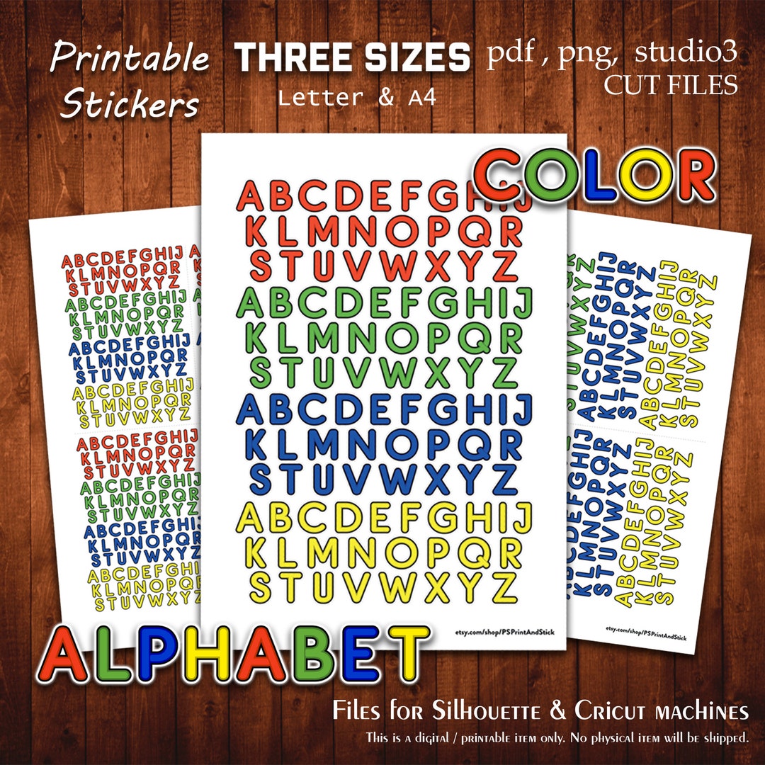 Color Alphabet Font Printable Downloads Stickers Collection Planner Cut ...