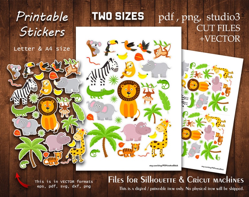 Baby Jungle Animal Printable Stickers Bundle Baby Planner Cut Stickers ...