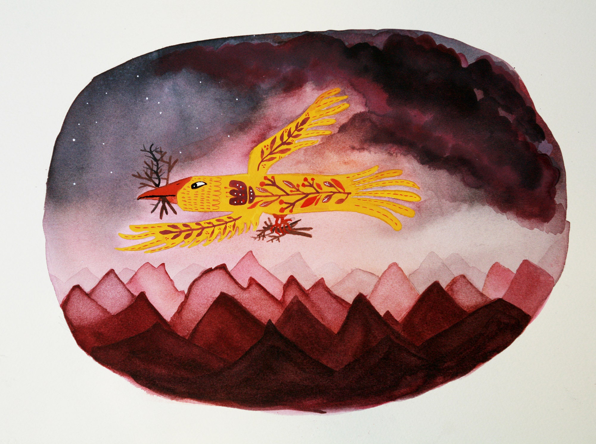 A4 Art Print Cailleach Print Folk Art Mythical Art Bird - Etsy