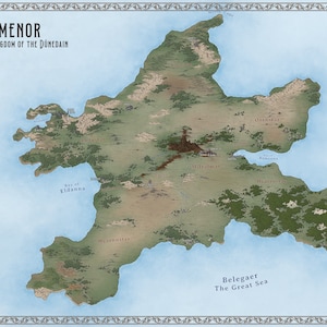 NÚMENOR Map From Tolkien's Works. Middle Earth. the Rings of Power - Etsy
