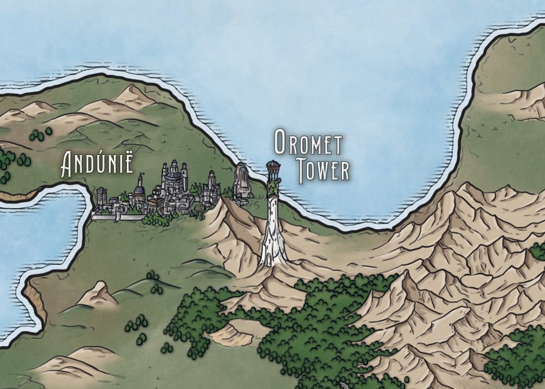 NÚMENOR Map From Tolkien's Works. Middle Earth. Epic High | Etsy