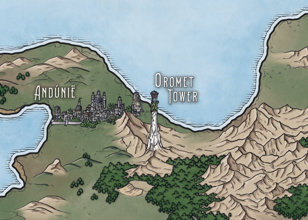 NÚMENOR Map From Tolkien's Works. Middle Earth. Epic High - Etsy Australia