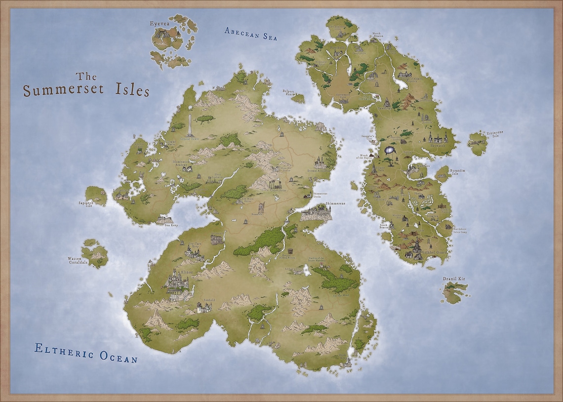 SUMMERSET ISLES Original Map From the Elder Scrolls Games. ESO | Etsy