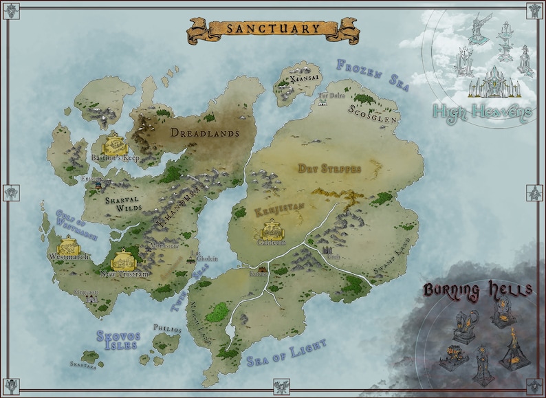 DIABLO 3, Map of SANCTUARY From Blizzard's Classic Isometric RPG Game ...