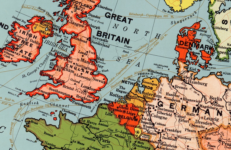 Vintage Europe Map Print: 1925 G.W. Bacon Standard Map - Etsy